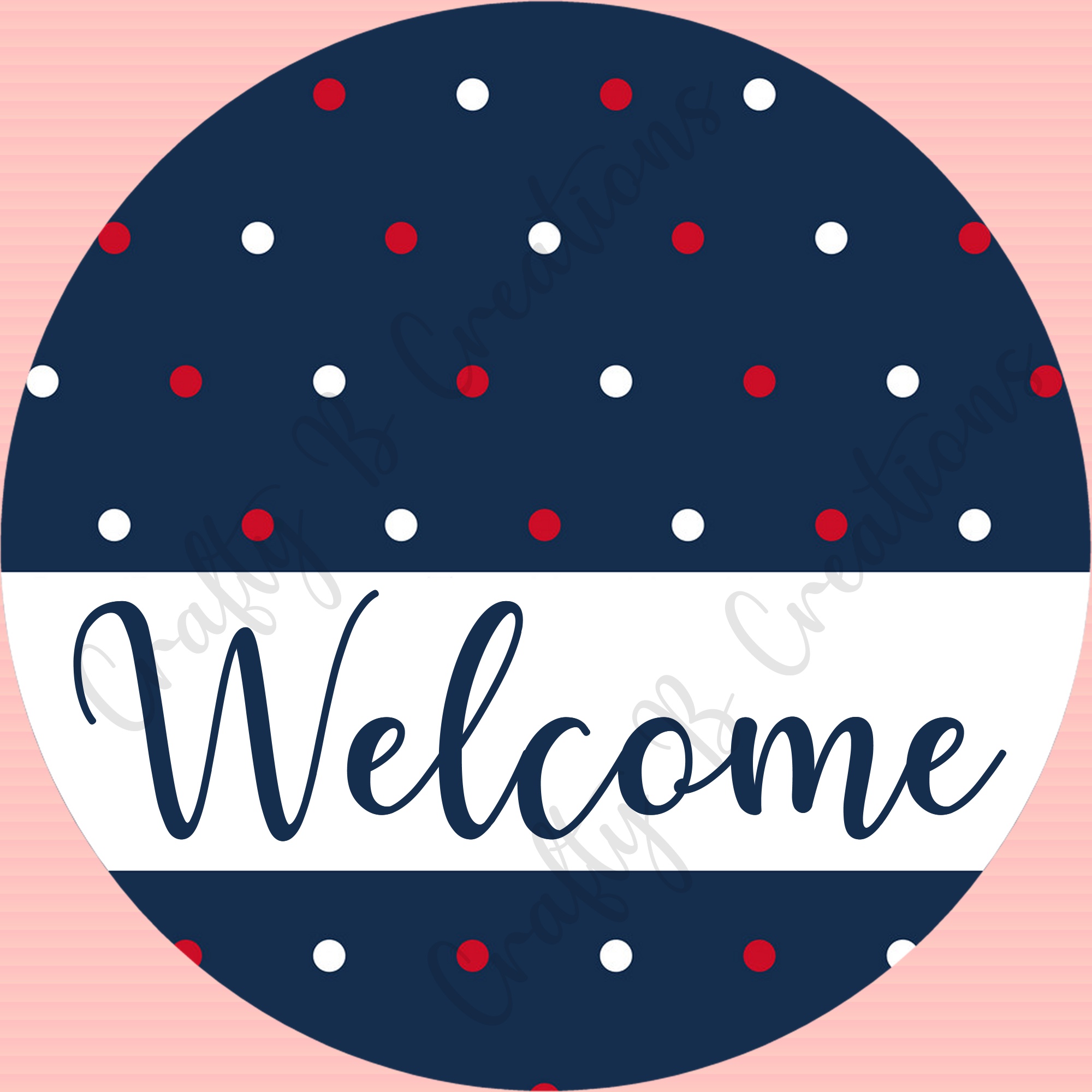 Blue, Red & White Polka Welcome - PNG FILE DIGITAL DOWNLOAD – renaebray67